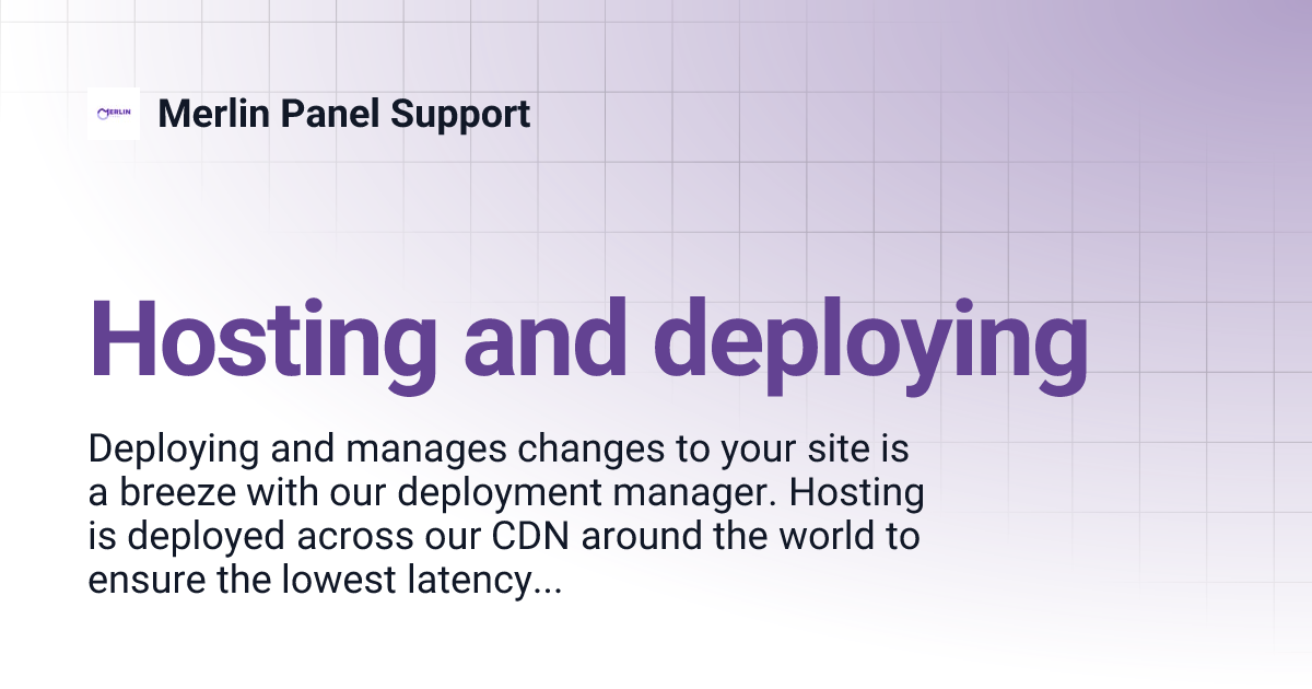 Hosting and deploying | Merlin Panel Support